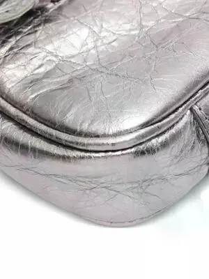 Balenciaga Tone Leather Studded Shoulder Bag - Silver