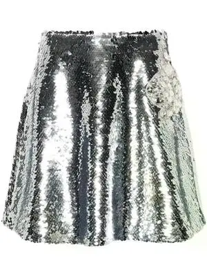 GENNY Sequinned Mini Skirt - Silver