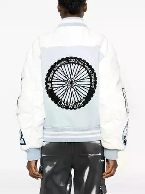 Off-White Moon Wheel Leather Varsity Jacket