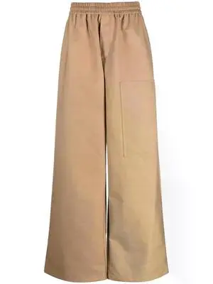 Off-White Logo-embossed Wide-leg Trousers - Brown