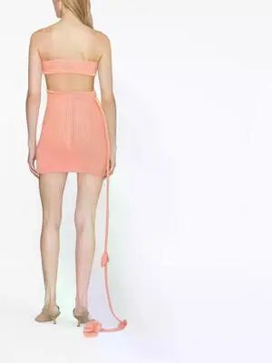 Off-White Flower Ribbon Ribbed Minidress
