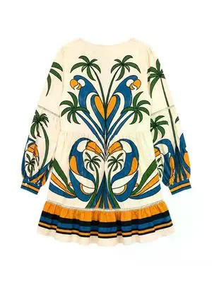 Farm Rio Tropical-graphic Ruffled Mini Dress