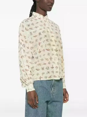 Momoni Bird-print Puff-sleeve Shirt