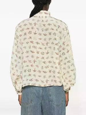 Momoni Bird-print Puff-sleeve Shirt