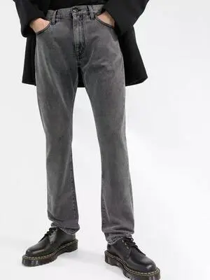 Off-White Faded Straight-leg Jeans - Grey
