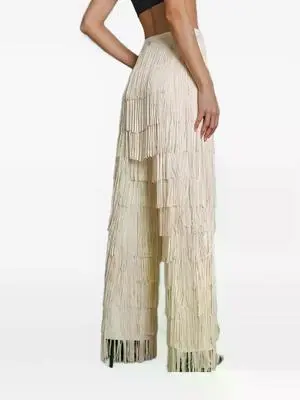 ELDORADO Fringed Tiered Trousers - Neutrals