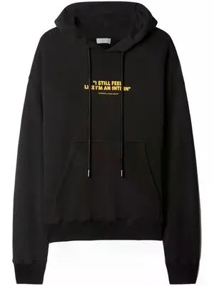 Off-White Intern Slogan-print Cotton Hoodie - Black