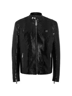Philipp Plein Python Leather Moto Jacket