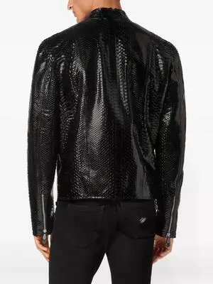 Philipp Plein Python Leather Moto Jacket