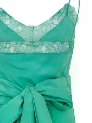 Alberta Ferretti Silk Lace Trim Mini Dress
