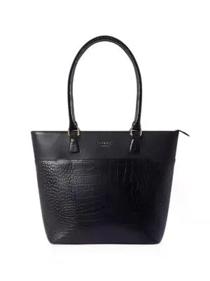 OSPREY Kellie Croc-effect Pebbled Tote Bag - Black