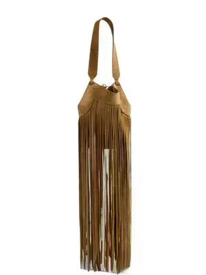 Khaite Lotus Fringe Shoulder Bag - Brown