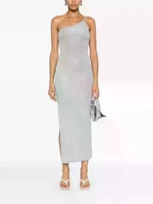 Off-White Ribbed-knit Lurex Midi Dress