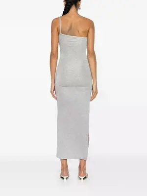 Off-White Ribbed-knit Lurex Midi Dress