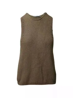 Vince Waffle-stitch Sleeveless Top - Brown
