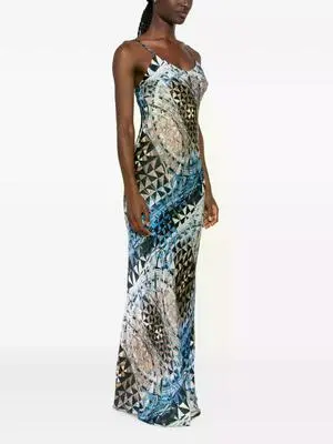Bcbgmaxazria Geometric-print V-neck Maxi Dress