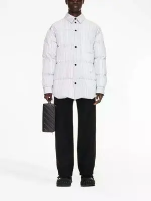 Off-White Striped Padded Shirt Jacket - Grey