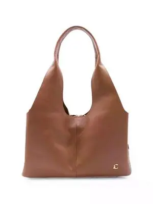 COCCINELLE Logo-plaque Pebbled-leather Shoulder Bag - Brown