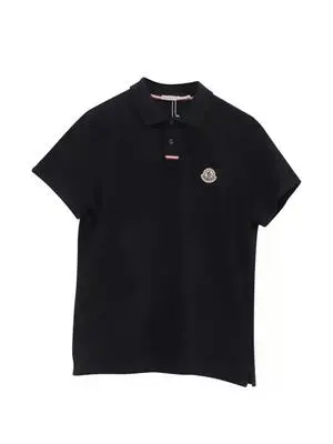Moncler 2020s Logo Patch Piqué Polo Shirt - Blue