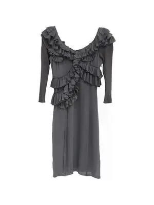 Burberry Ruffled Silk Dress - Grey