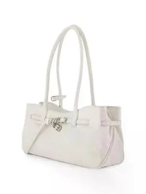 MARGESHERWOOD Grandma Used Cracked Leather Shoulder Bag - White