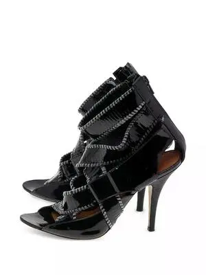 Givenchy Whipstitch Patent Leather Sandals - Black
