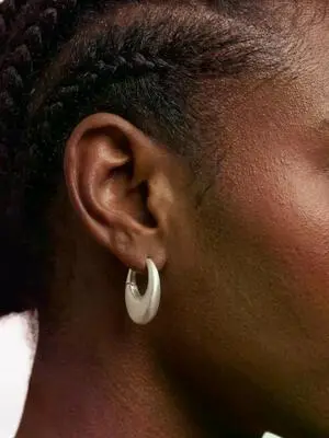 YOJ Midi Eclipse Hoop Earrings - Silver