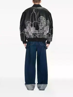 Off-White Skyline Leather Bomber Jacket