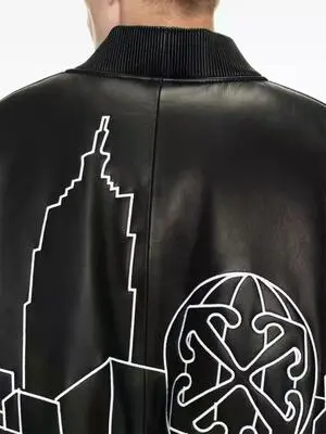 Off-White Skyline Leather Bomber Jacket