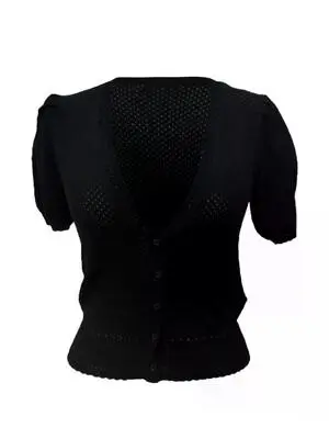 DÔEN Knitted Short-sleeve Cardigan - Black