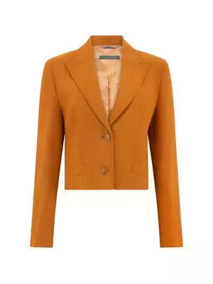 Alberta Ferretti Cropped Linen Blazer - Orange