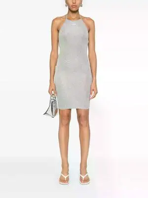 Off-White Ribbed-knit Lurex Mini Dress