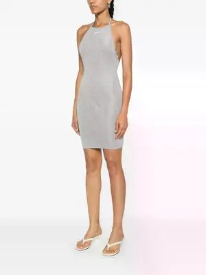 Off-White Ribbed-knit Lurex Mini Dress