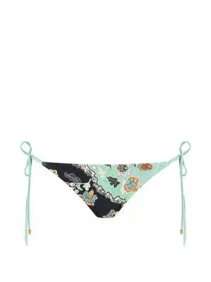 Roberto Cavalli Floral-print Side-tie Bikini Bottoms - Black