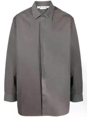 Off-White Embroidered-logo Oversized-cut Shirt - Grey