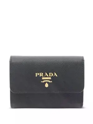 Prada 2020s Saffiano Metal Trifold Wallet - Black