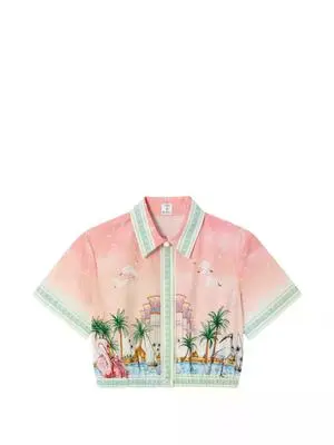 CASABLANCA Casablanca Printed Cropped Cotton Shirt