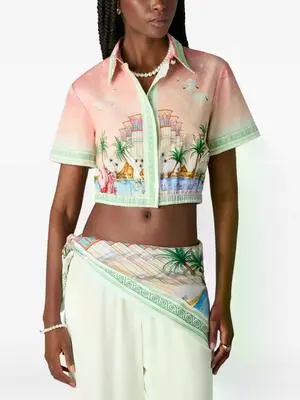 Casablanca Printed Cropped Cotton Shirt