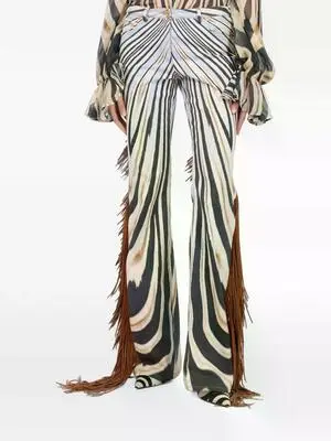 Roberto Cavalli Fringe-trim Zebra-print Trousers