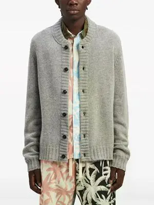 Palm Angels Curved Logo Wool Blend Cardigan