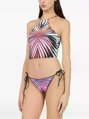 Roberto Cavalli Zebra-print Halterneck Cropped Top