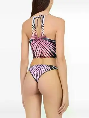 Roberto Cavalli Zebra-print Halterneck Cropped Top