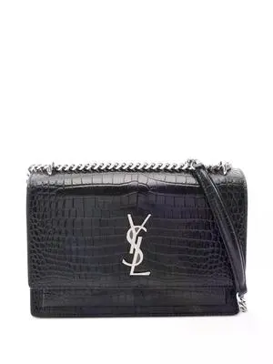 Saint Laurent 2010s Medium Sunset Leather Shoulder Bag - Black