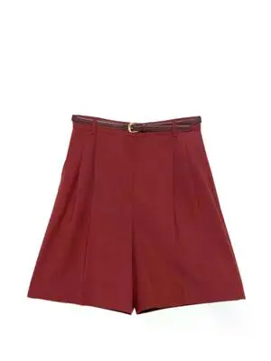 Max Mara Mstadorno Belted Pleated Tailored Shorts - Red