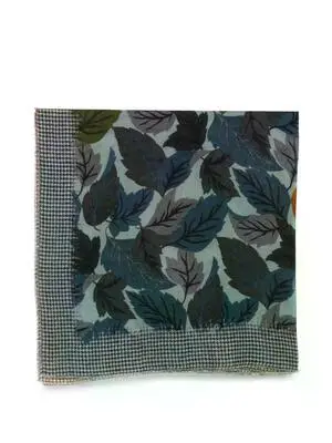 Faliero Sarti Foliage Houndstooth-border Scarf - Blue