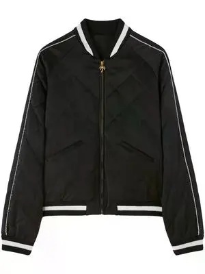 Palm Angels Logo-embroidered Quilted Jacket - Black