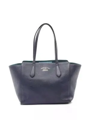 Gucci 2000s Swing Leather Tote Bag - Blue