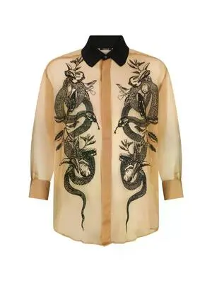 Roberto Cavalli Snake-embroidered Shirt - Neutrals