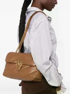 Pinko Love Birds Quilted Shoulder Bag - Brown