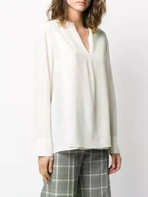 Stella McCartney Split-neck Long-sleeve Blouse